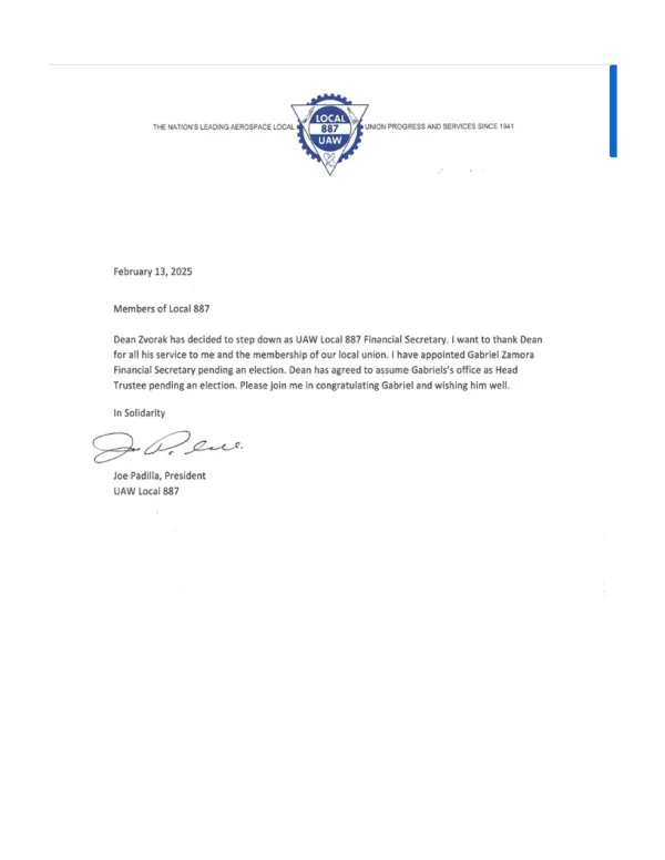 Financial Secretary | UAW Local 887